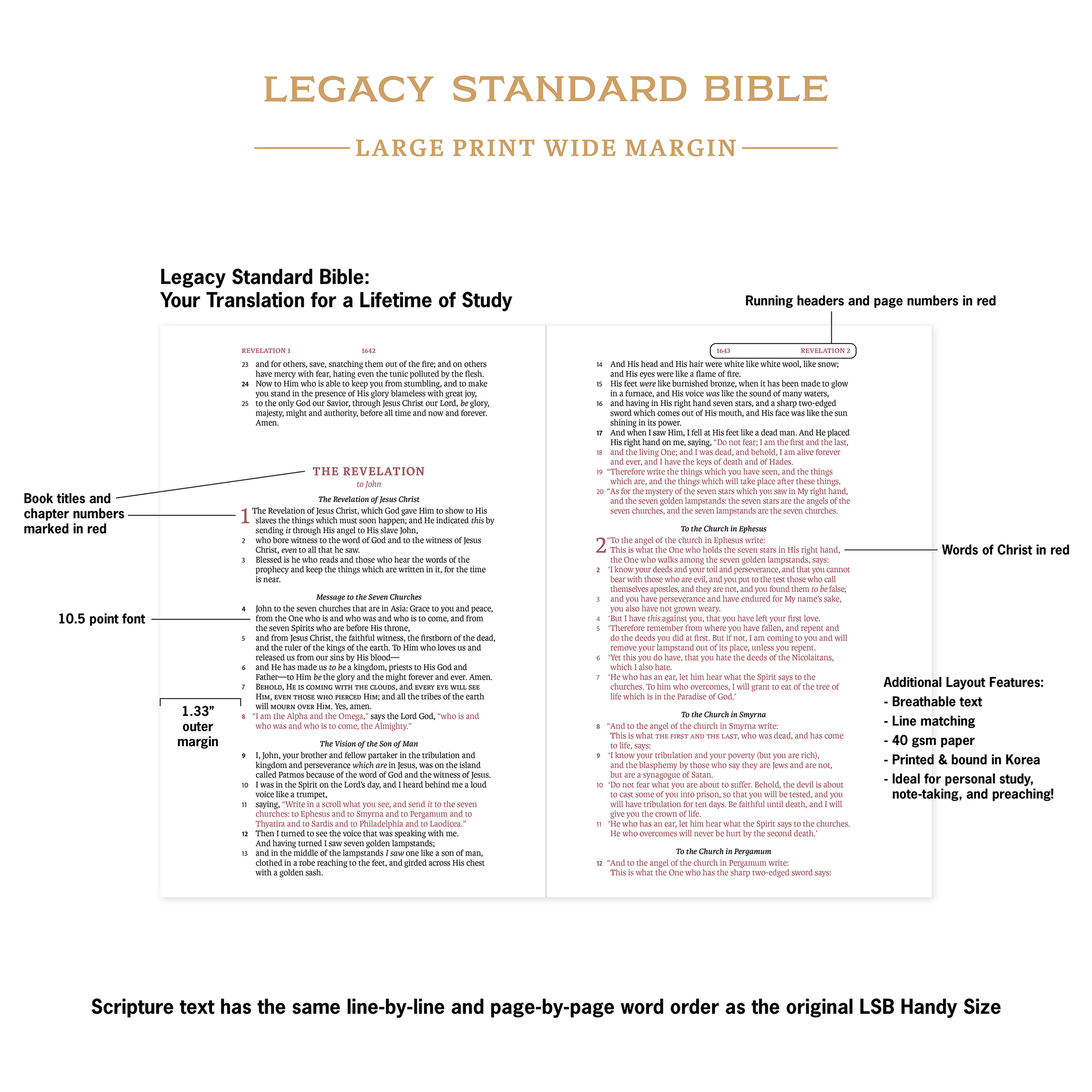 Legacy Standard Bible, Large Print Wide Margin - Edge-Lined Goatskin ...