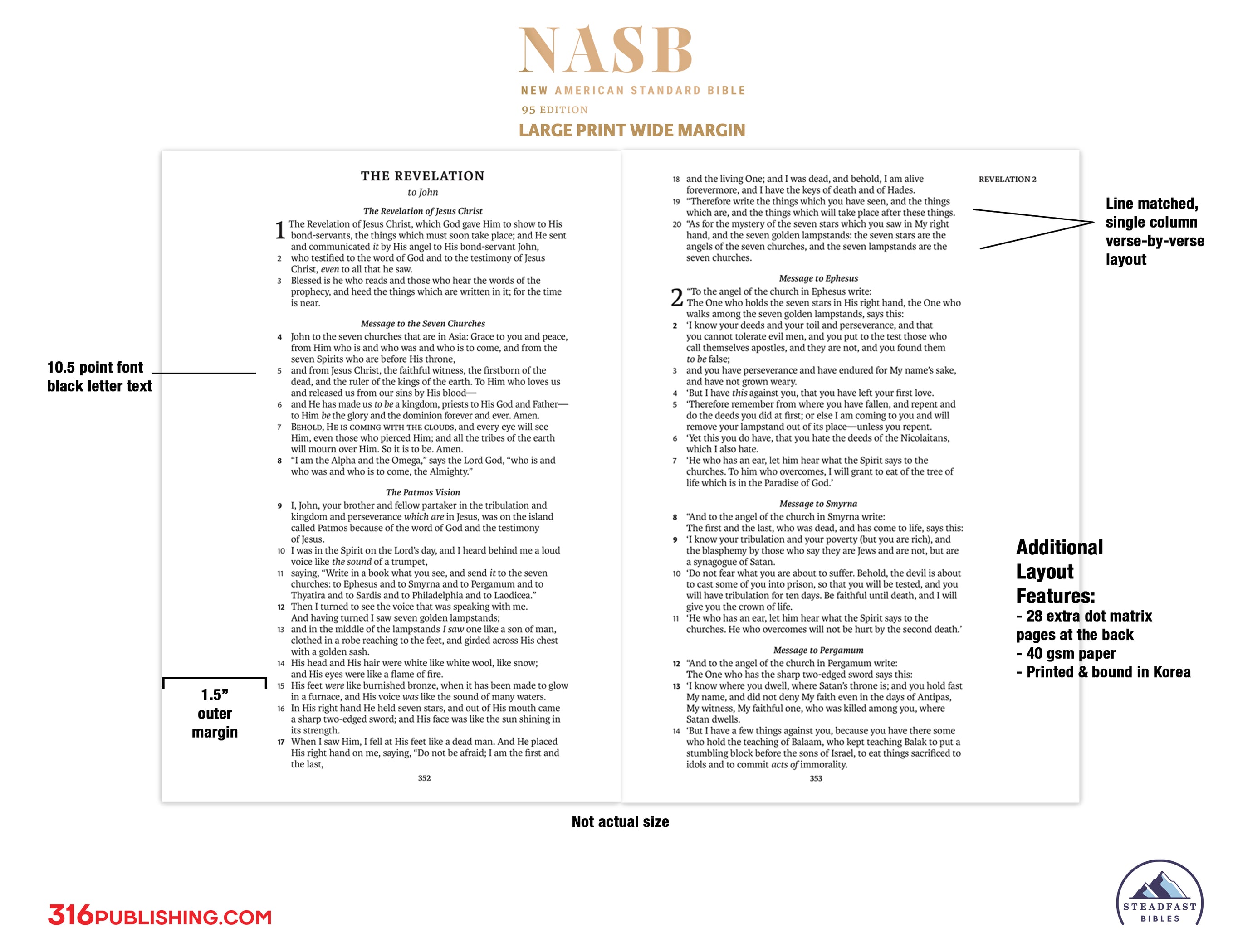 NASB '95 Large Print Wide Margin - Hardcover — 316 Publishing
